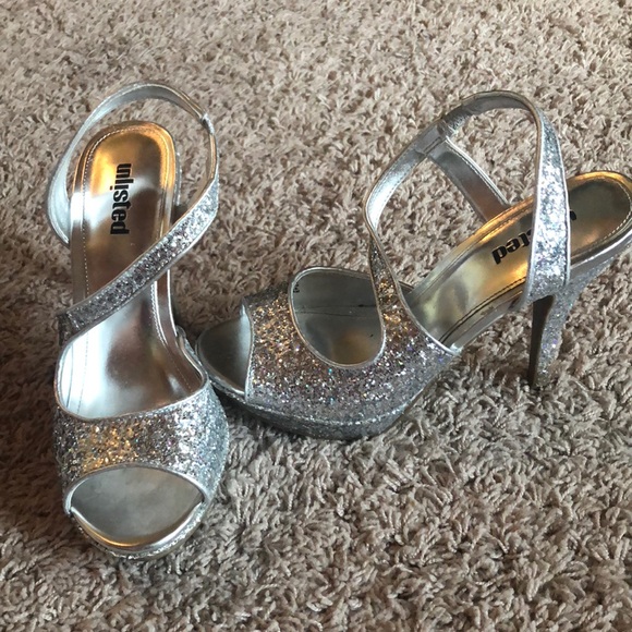 Unlisted | Shoes | Silver Sparkly Heels | Poshmark